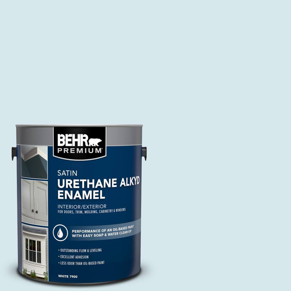 BEHR PREMIUM 1 gal. #S490-1 Permafrost Urethane Alkyd Satin Enamel ...