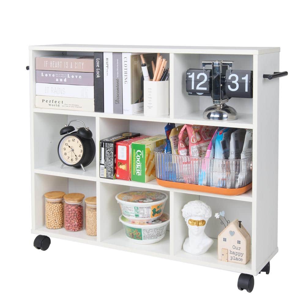 VECELO Rolling Library Book Cart with Lockable Wheels and Adjustable ...