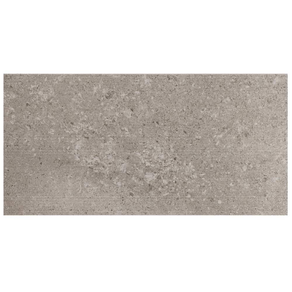 Ivy Hill Tile Iris Chiseled Tortora 4 in. x 0.39 in. Chiseled Porcelain Floor and Wall Tile ...