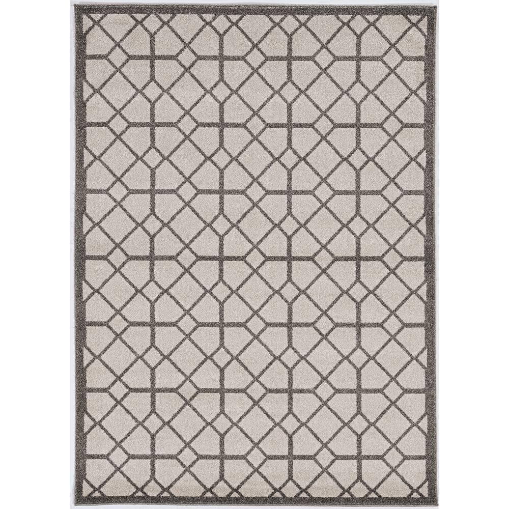 MILLERTON HOME Nova Ivory/Gray 3 ft. x 5 ft. Trellis FarmHouse Outdoor ...