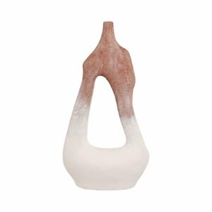 Liv & Skye 30 in. Ivory Terra Cotta Round Decorative Floor Vase 21366 ...
