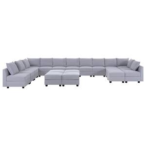 MAYKOOSH Contemporary 13 Seater Upholstered Sectional Sofa with 6 ...