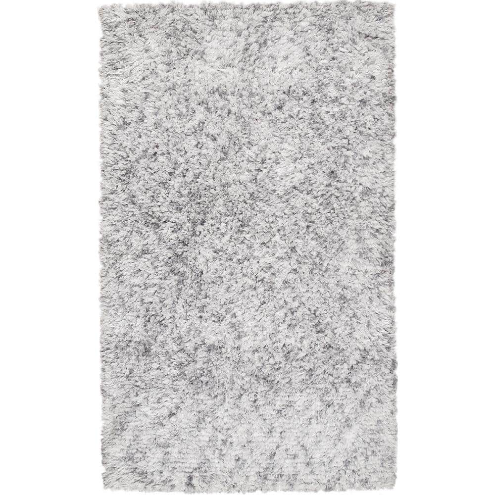 Pasargad Home Paris Shag Grey 5 ft. x 8 ft. Shaggy Poly and Cotton Area ...