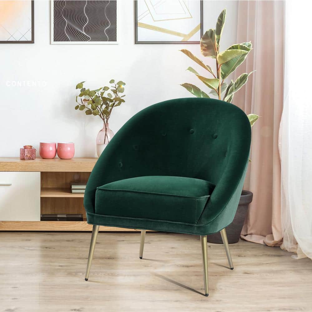 Homy Casa Contento Modern Green Velvet Upholstered Accent Leisure Chair ...
