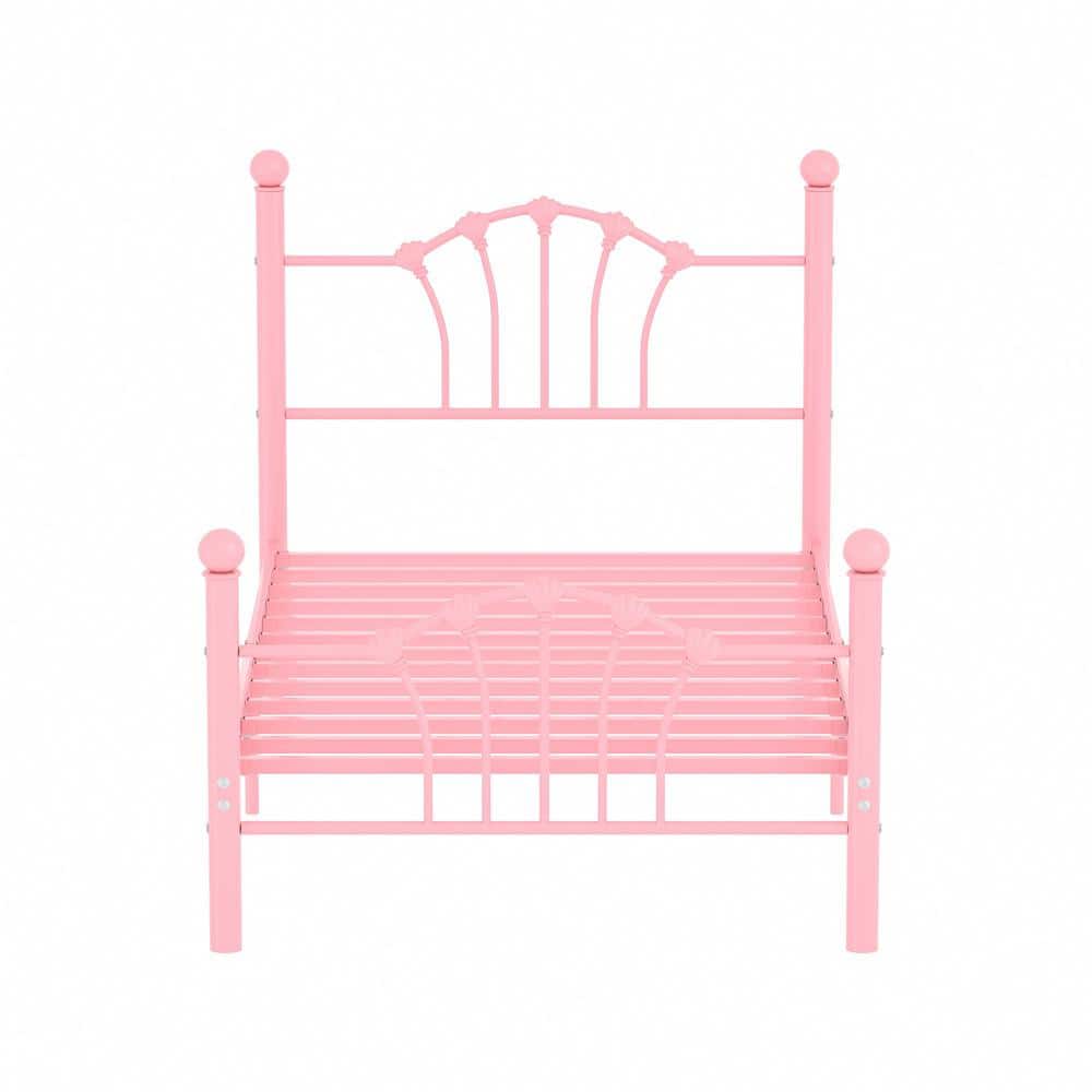 VECELO Twin Metal Bed Frame with Shell Headboard, Heavy Duty Slats, 12. ...