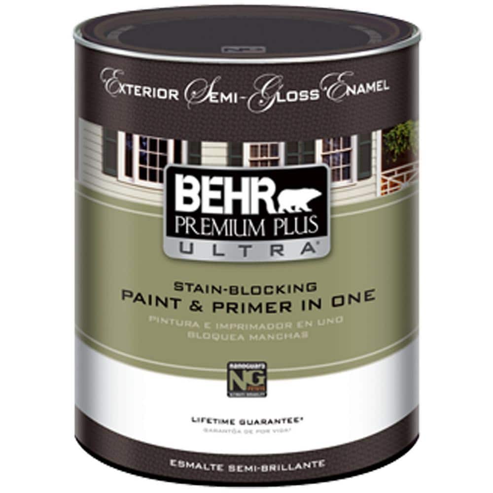 BEHR ULTRA 1 qt. Deep Base Semi-Gloss Enamel Exterior Paint and Primer ...