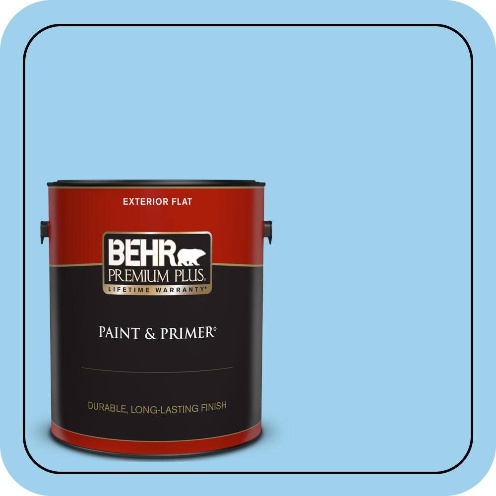BEHR PREMIUM PLUS 1 gal. #P500-3 Spa Blue Flat Exterior Paint & Primer ...
