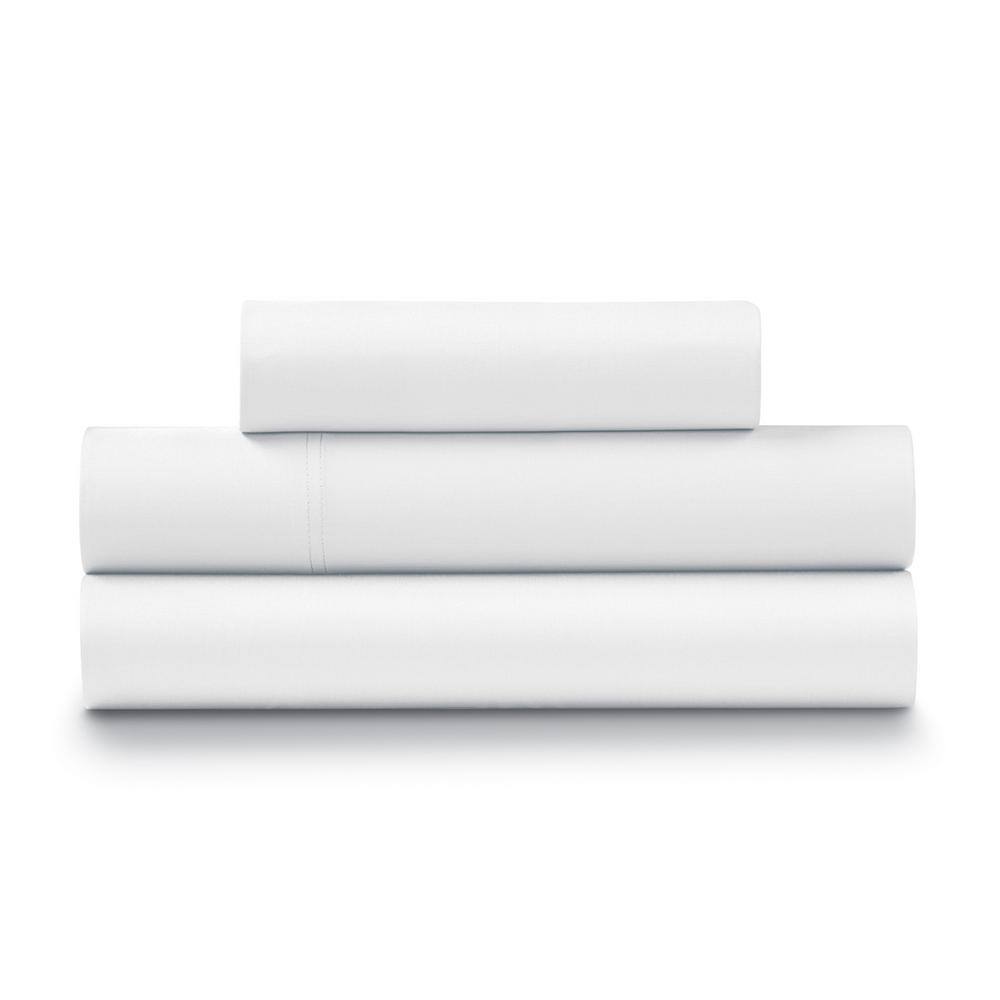 ELLA JAYNE 300 TC Cotton Percale 4-Piece White California King Sheet ...