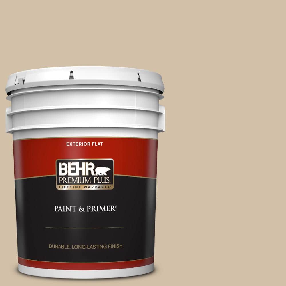 BEHR PREMIUM PLUS 5 gal. #PPU7-08 Baja Flat Exterior Paint & Primer ...