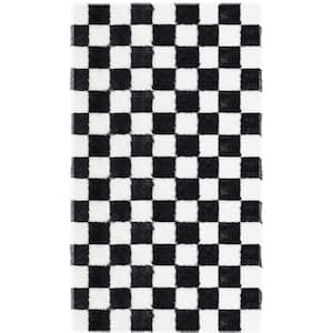 HaiiMeid Checkerboard Shag Black/White 6 ft. x 9 ft. Checkered Area Rug ...