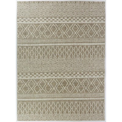 Hampton Bay Tan Solid 8 ft. x 10 ft. Indoor/Outdoor Area Rug 3018695