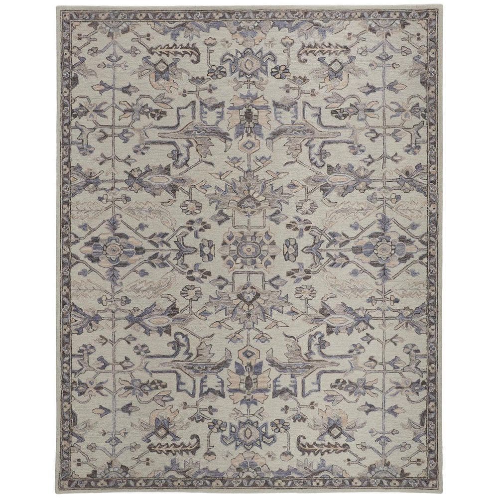 HomeRoots 4 ft. x 6 ft. Gray and Ivory Floral Area Rug 2000513655 - The ...