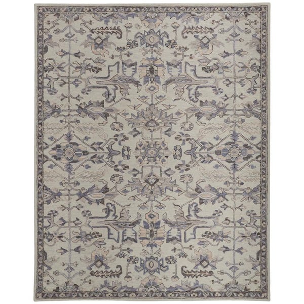 HomeRoots 4 ft. x 6 ft. Gray and Ivory Floral Area Rug 2000513655 - The ...