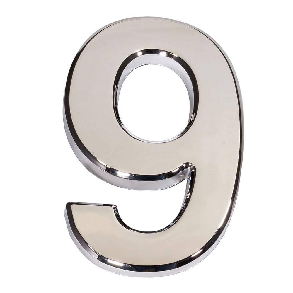 Barton 4 in. House Door Number 9 ABS Plated Self Adhesive Silver ...