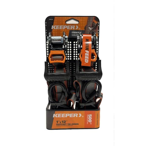 Keeper KwikFeed Ratchet Tie Down Strap 12ft. x 1in. 500lbs. with Safety ...