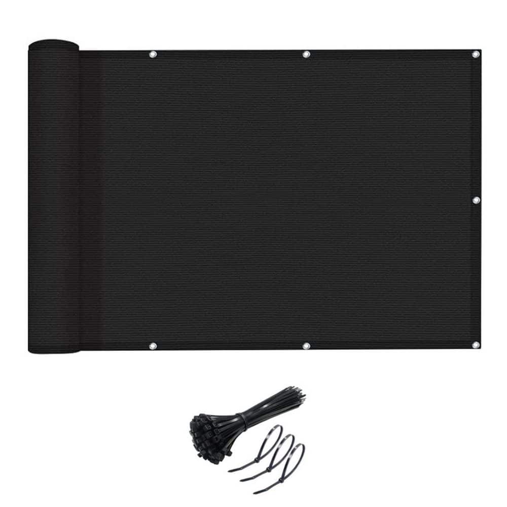 3 ft. x 20 ft. Balcony Privacy Screen Cover Fence, Black D095M2JC3B ...