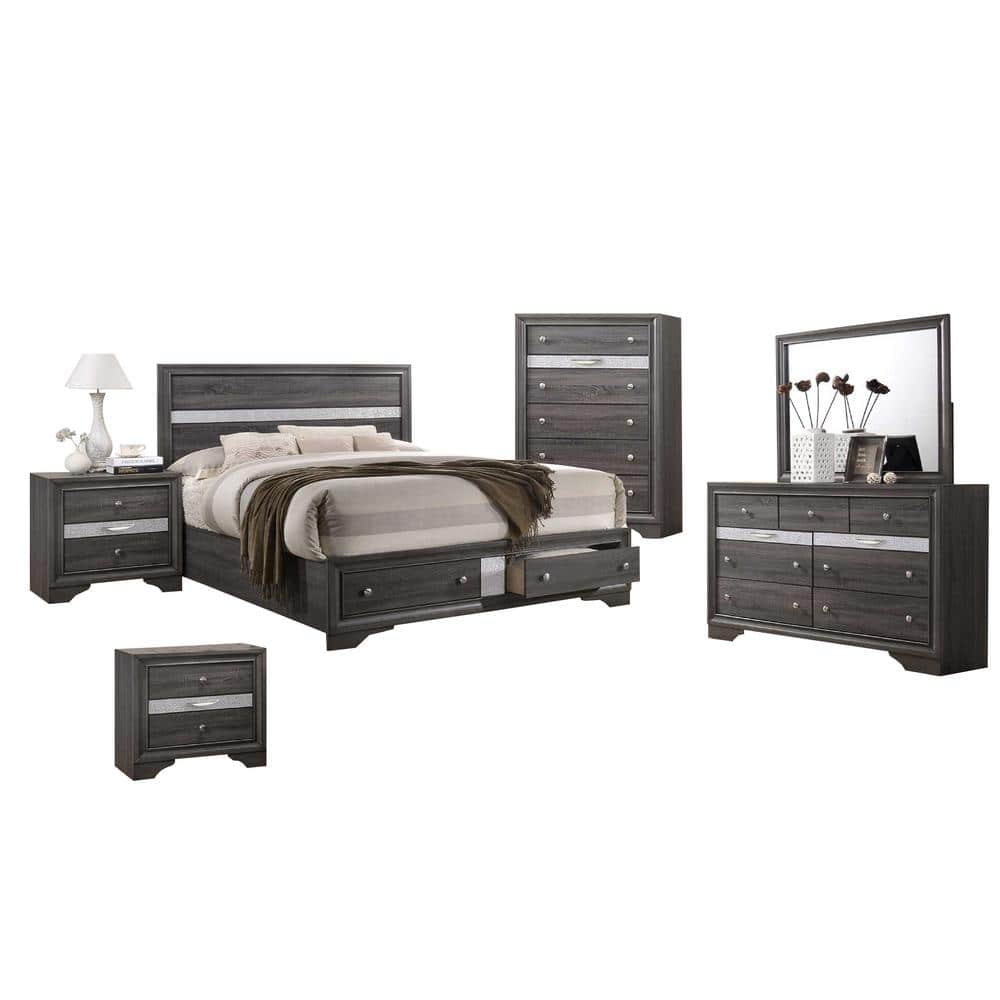 Best Quality Furniture David 6-Piece Grey Full Bedroom Set DAV-F4NC ...