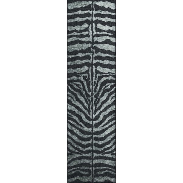 HomeRoots 2 X 8 Black Animal Print Runner Rug 2000491644 - The Home Depot