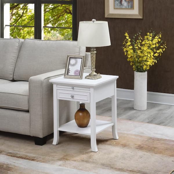 HOME IMPORTS EMPORIUM 16.5 in. White Finish Rectangle Wood End Table R6 ...