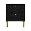 Kahomvis Modern Black 2-Drawer Wood Nightstand WFLK-52-13BK - The Home ...