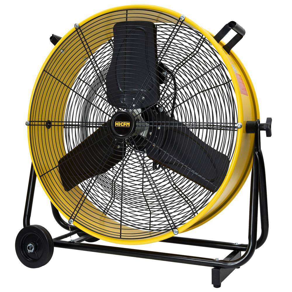 Edendirect 24 in. 2 Speeds Portable High Velocity Drum Fan in Yellow ...