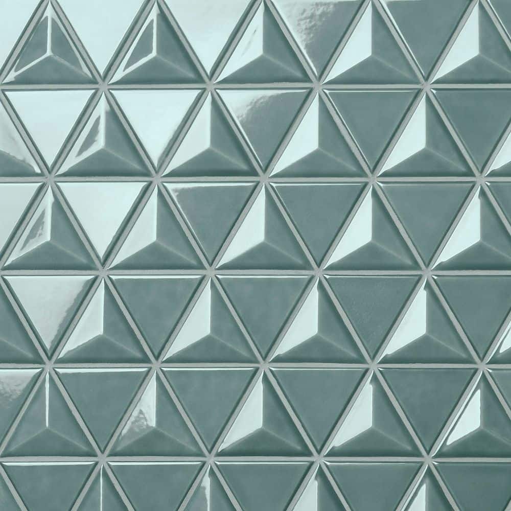 Ivy Hill Tile Medley Triangle Marine Blue 11.02 in. x 12.55 in. Glossy ...