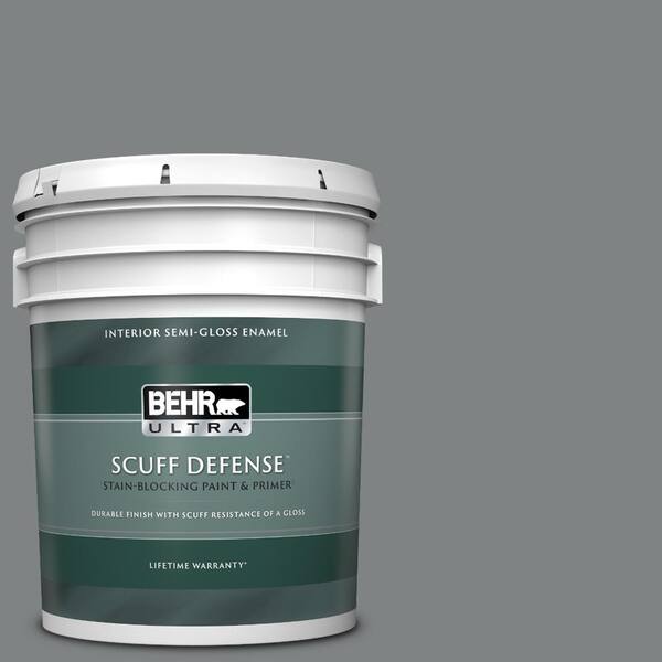 BEHR ULTRA 5 gal. #PPU26-03 Legendary Gray Extra Durable Semi-Gloss ...
