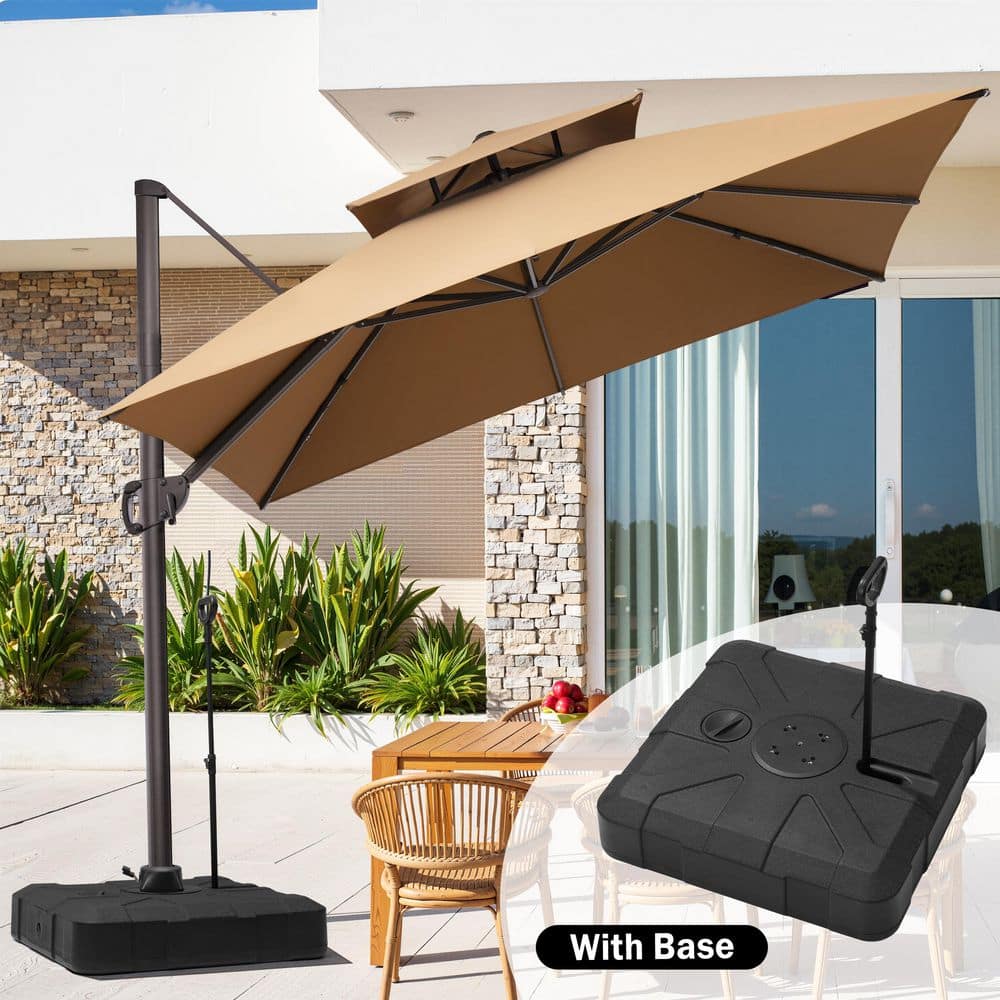 Crestlive Products 11 ft. x 11 ft. Cantilever Umbrella in Tan Brown ...