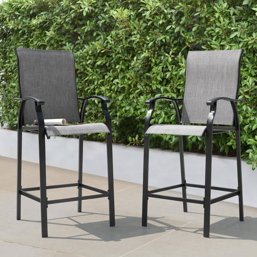 Reviews for Nuu Garden Black Textilene and Iron Metal Outdoor Bar Stool ...