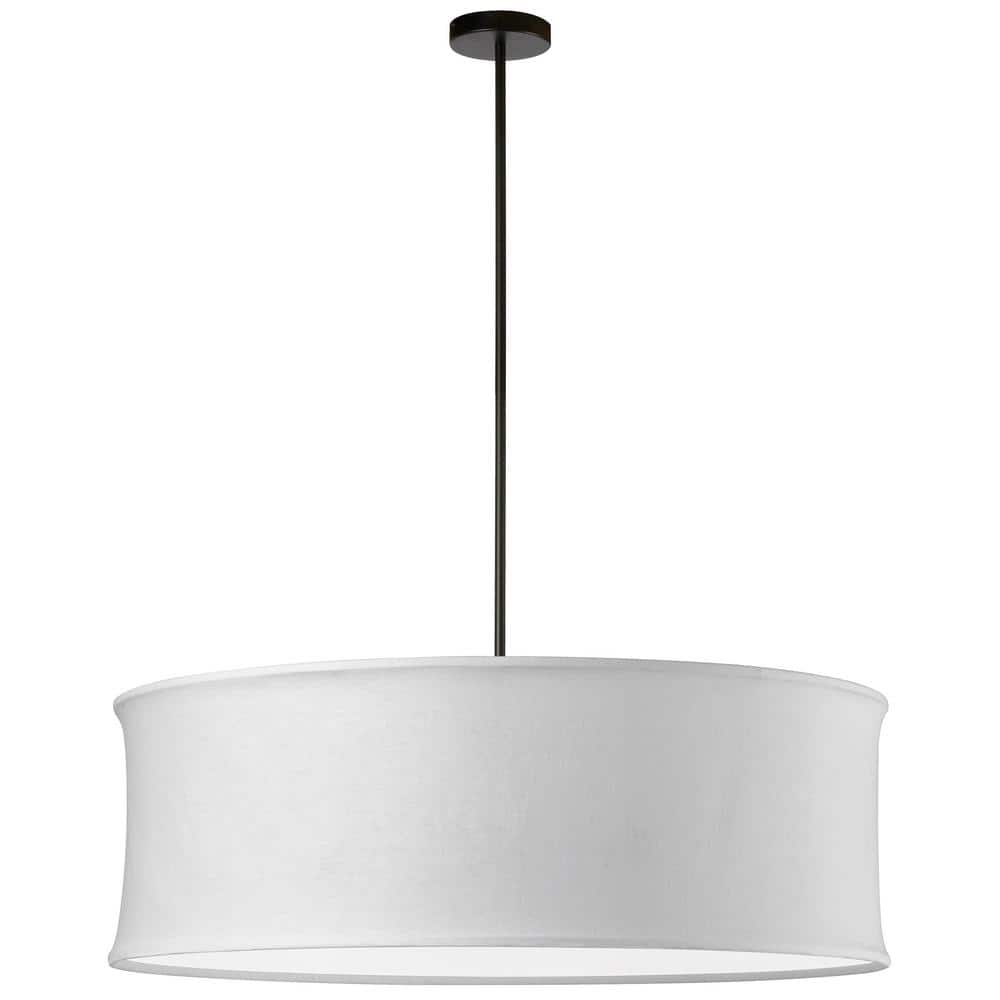 Dainolite Philis 4-Light Matte Black Shaded Pendant Light with White ...