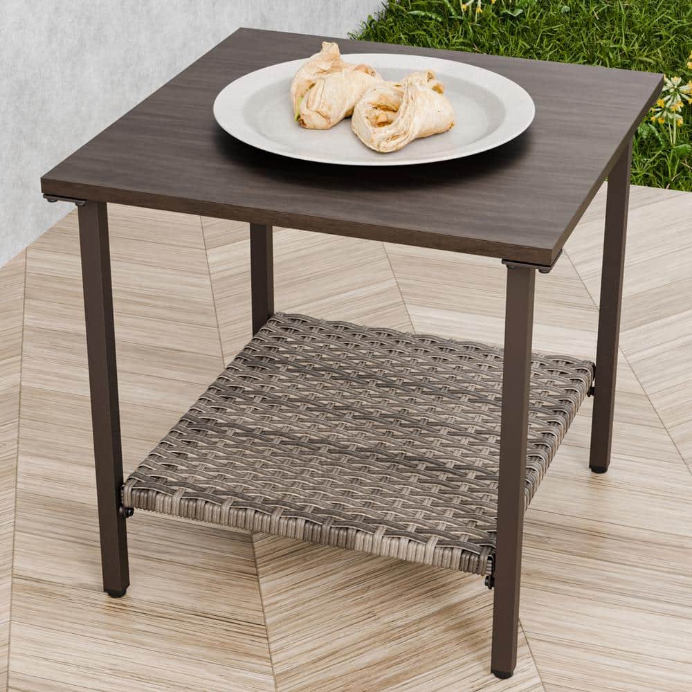 EAGLE PEAK Wicker Outdoor Side Table with Metal Table EP-FNY-A-Y - The ...