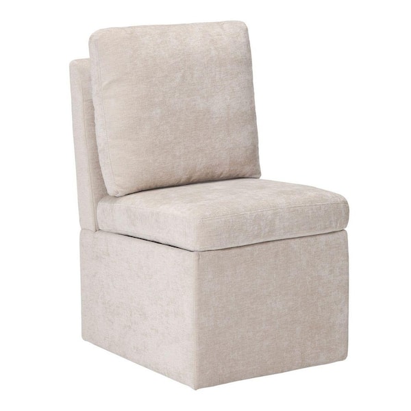 WESTINFURNITURE Stansberry Chenille Taupe Fabric Upholstered Armless ...