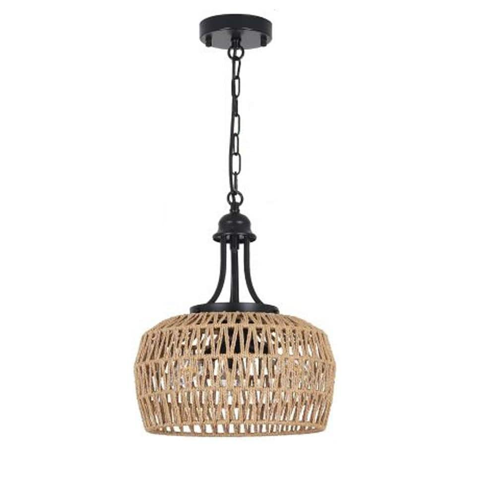 Sunpez 3-Light Boho Rattan Chandelier Brown Light Fixture Ceiling ...