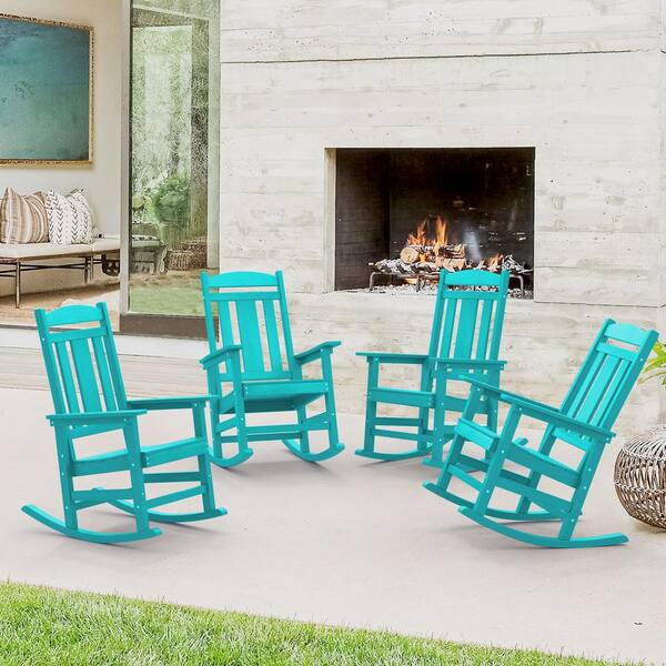 Lue Bona Hampton Aruba Blue Recycled Plastic Patio Adirondack Outdoor