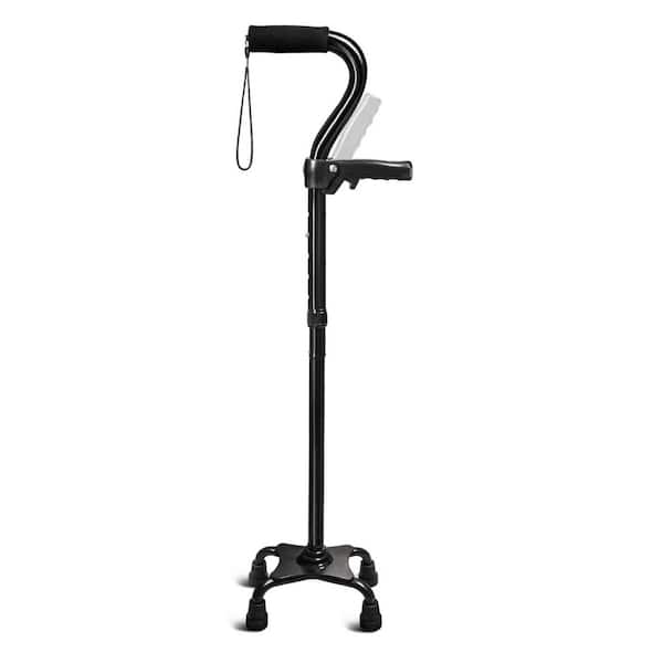 Wudkey Black Adjustable Walking Cane with 4-Pronged Base, Foldable Cane ...
