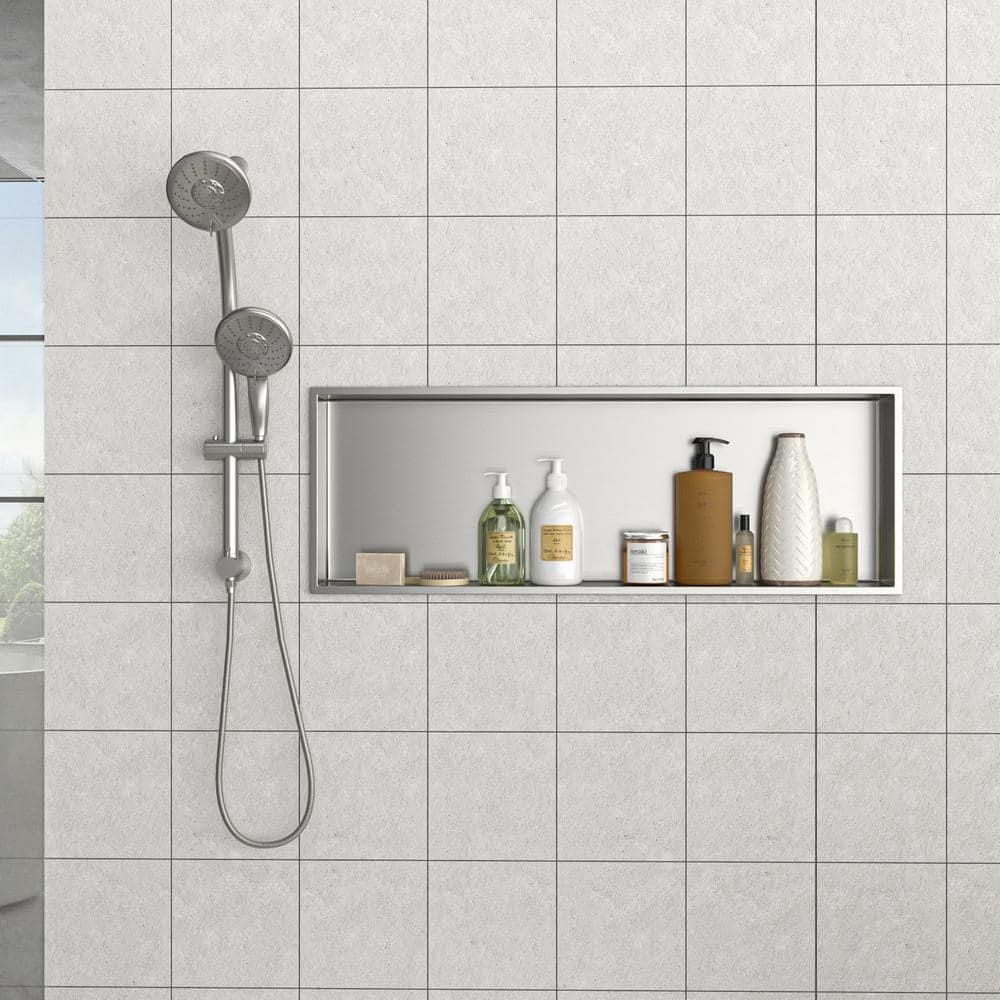 FUNKOL 37 in. x 13 in. Brushed Nickel Stainless Steel Wall Mounted ...