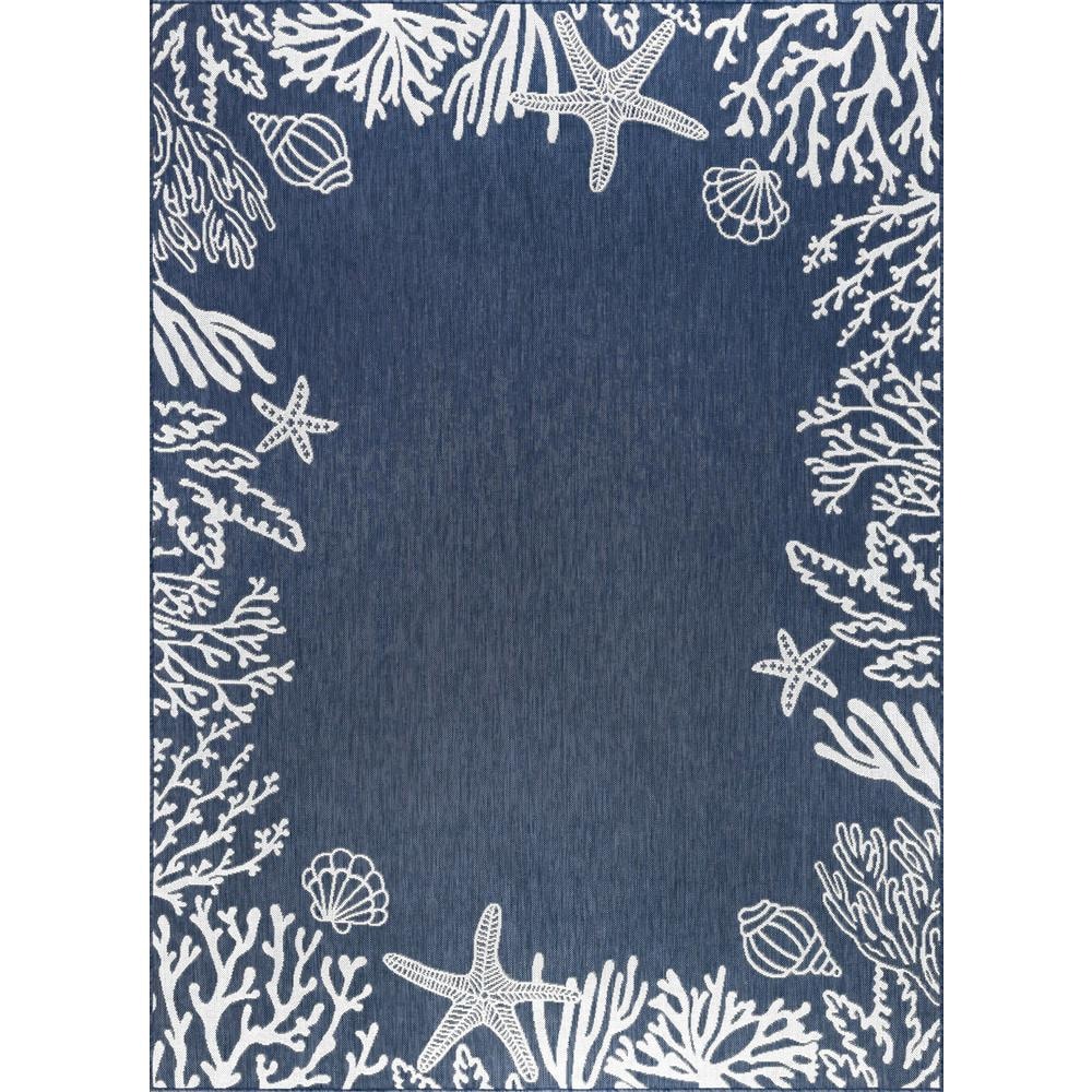 Tayse Rugs Eco Coastal Navy 8 ft. x 10 ft. Indoor/Outdoor Area Rug ...