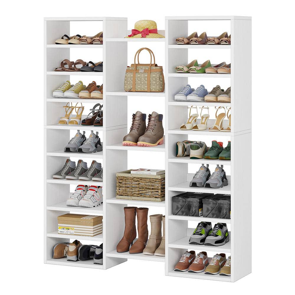 TRIBESIGNS WAY TO ORIGIN 59 in. H x 47 in. W White Wood Shoe Storage ...
