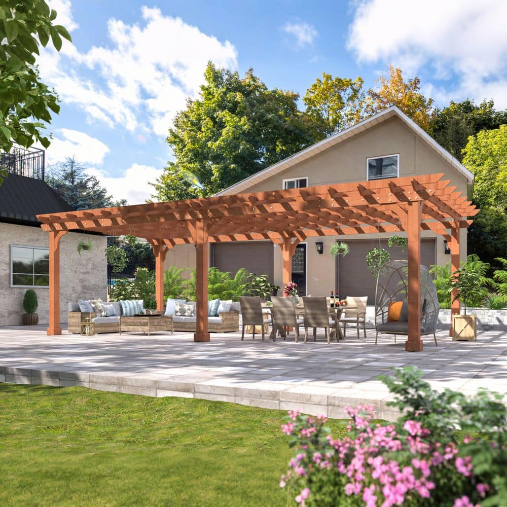 Reviews for VEIKOUS 24 ft. W x 12 ft. D Cedar Wood Patio Pergola Shade ...