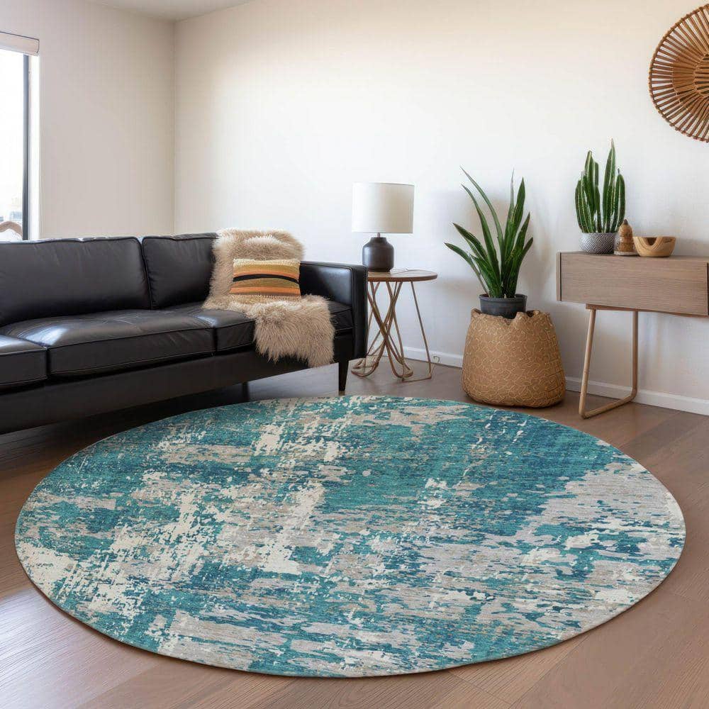 Addison Rugs Mayfield Premium Machine Washable Abstract AMF1008 Teal 8 ...