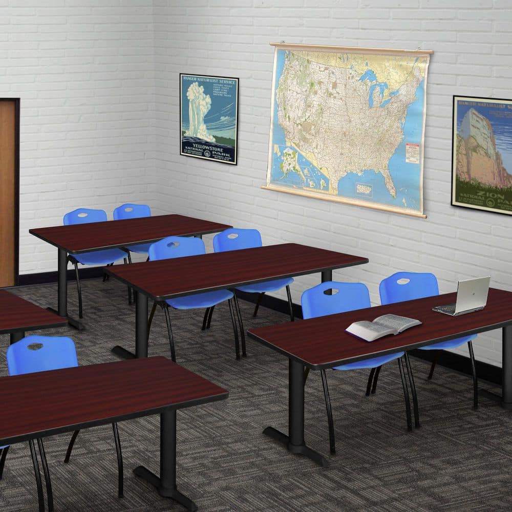 Regency Cain 60 in x 24 in. Mahogany T-Base Training Seminar Table Desk ...