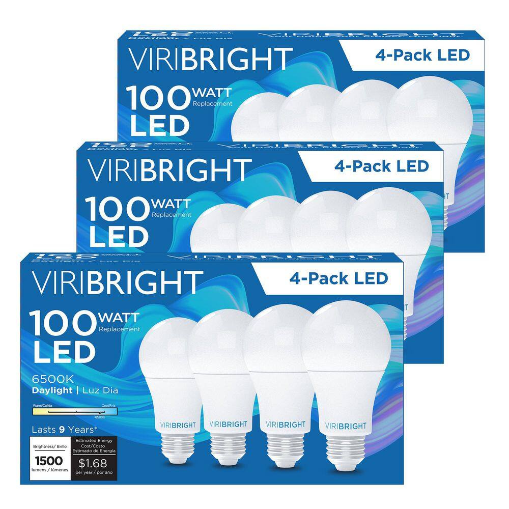 Viribright 100-Watt Equivalent A19 E26 Omni Directional Dimmable Energy ...