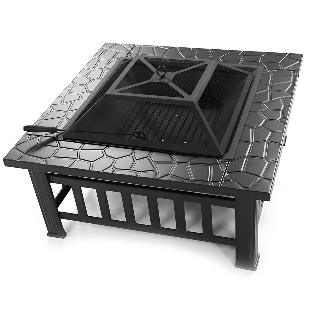 ECOCHIC SPACES INC 32 in. Square Metal Fire Pit Table with Steel ...