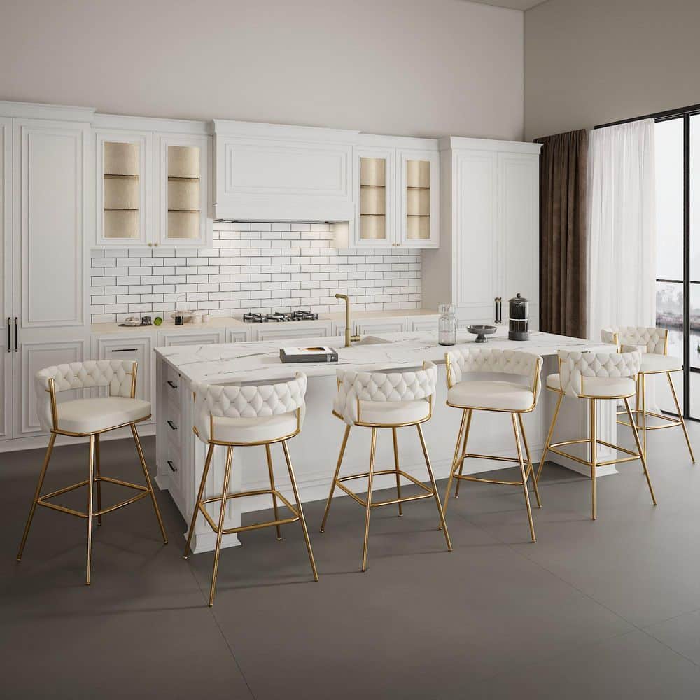 VECELO 26 in. Braided Bar Stools Set - Counter Height Kitchen Island ...