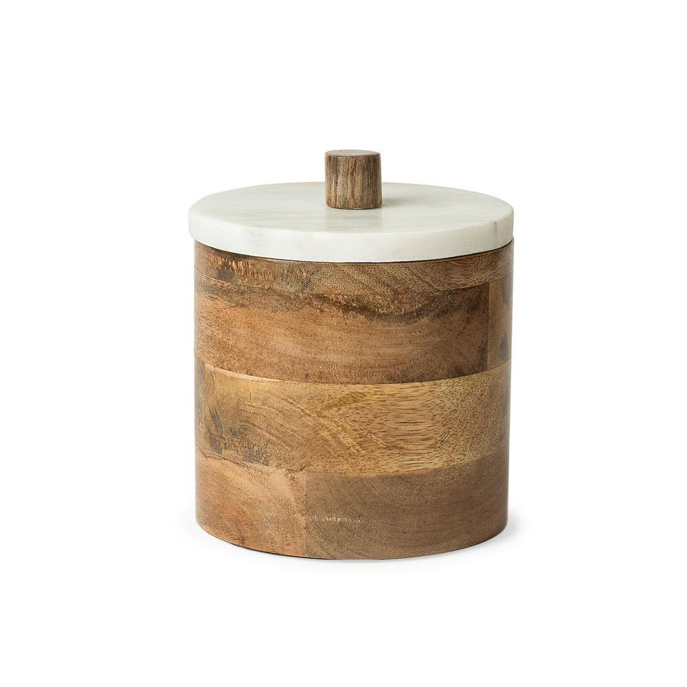 Mercana Sandook (Small) 8H Brown Round Wooden Storage Jar 68952 - The ...