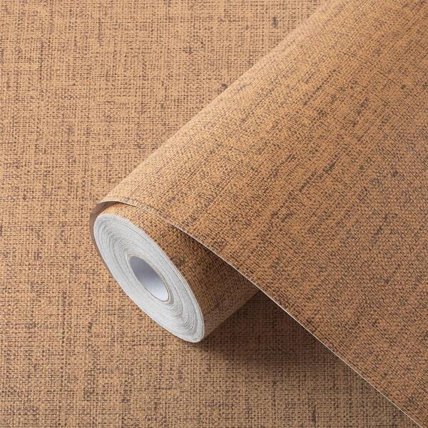 Brown Grasscloth Textured Removable Peel and Stick Wallpaper Roll (Set ...