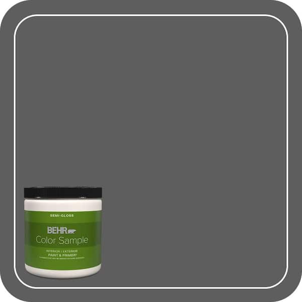 BEHR PREMIUM PLUS 8 oz. #N520-6 Asphalt Gray Semi-Gloss Interior ...