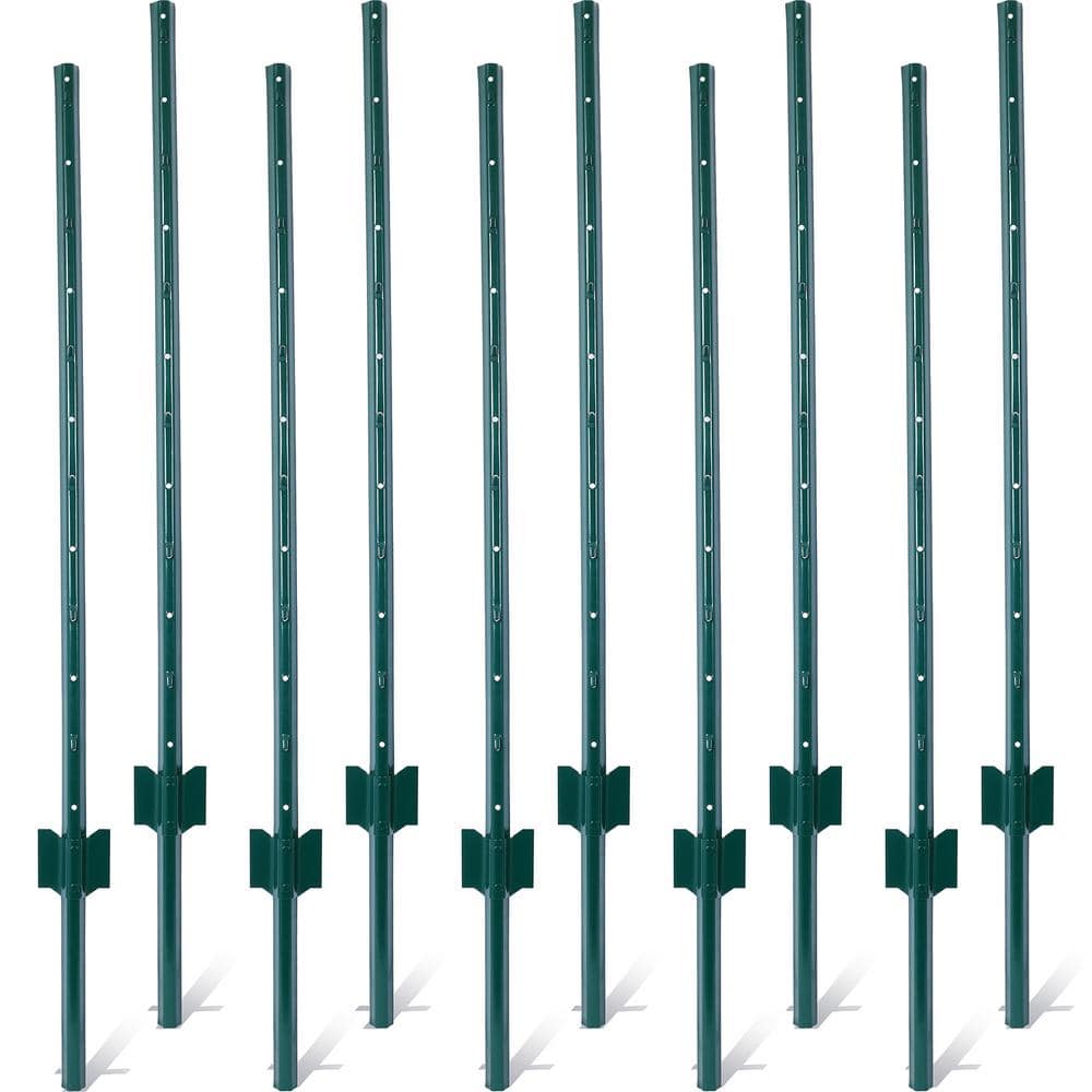 ATENGNES 4 ft. Heavy Duty Green Metal U-Channel Steel Fence Posts for ...