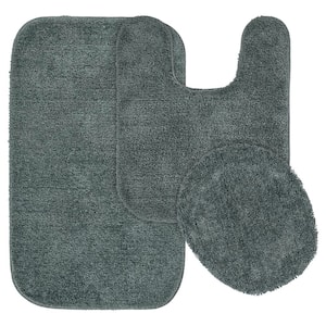Garland Rug Traditional Dark Gray 2-Piece Washable Bathroom Rug Set ...