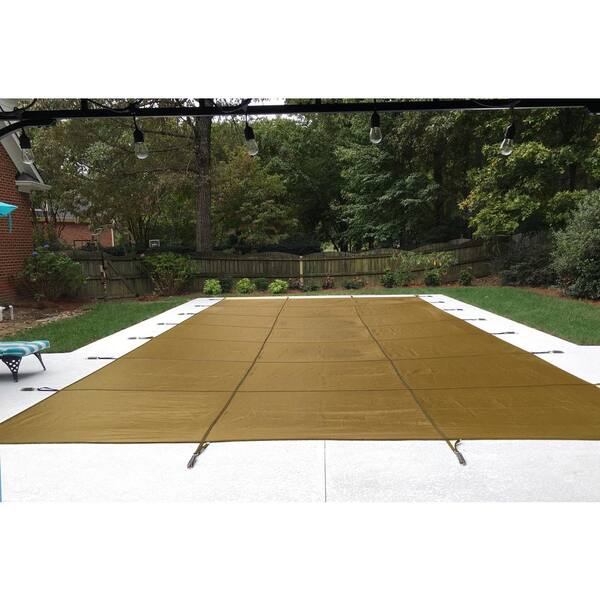 Water Warden 20 ft. x 40 ft. Rectangle Tan Mesh In Ground Pool Safety ...